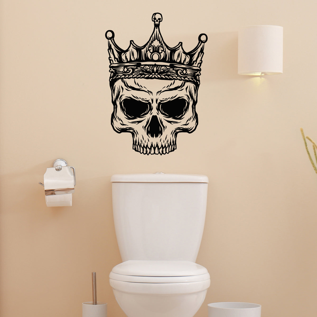 Vinyl Wall Decal Skeleton Dead King Skull With Golden Crown Stickers M ...