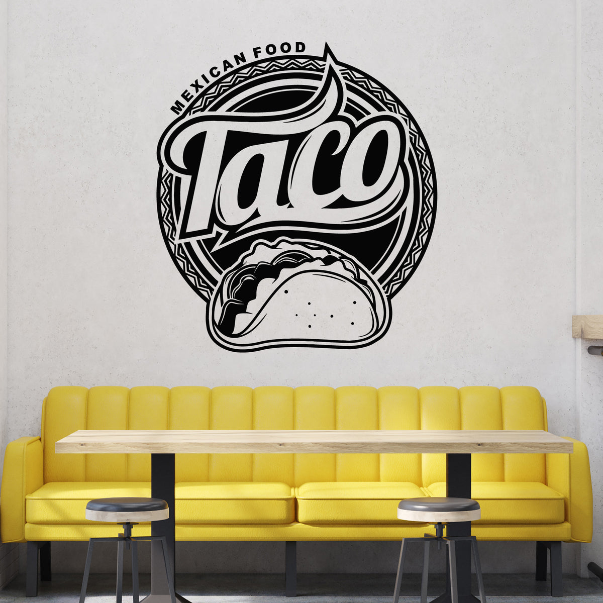 Vinyl Wall Decal Taco Lettering Poster Mexican Food Cafe Decor Sticker ...
