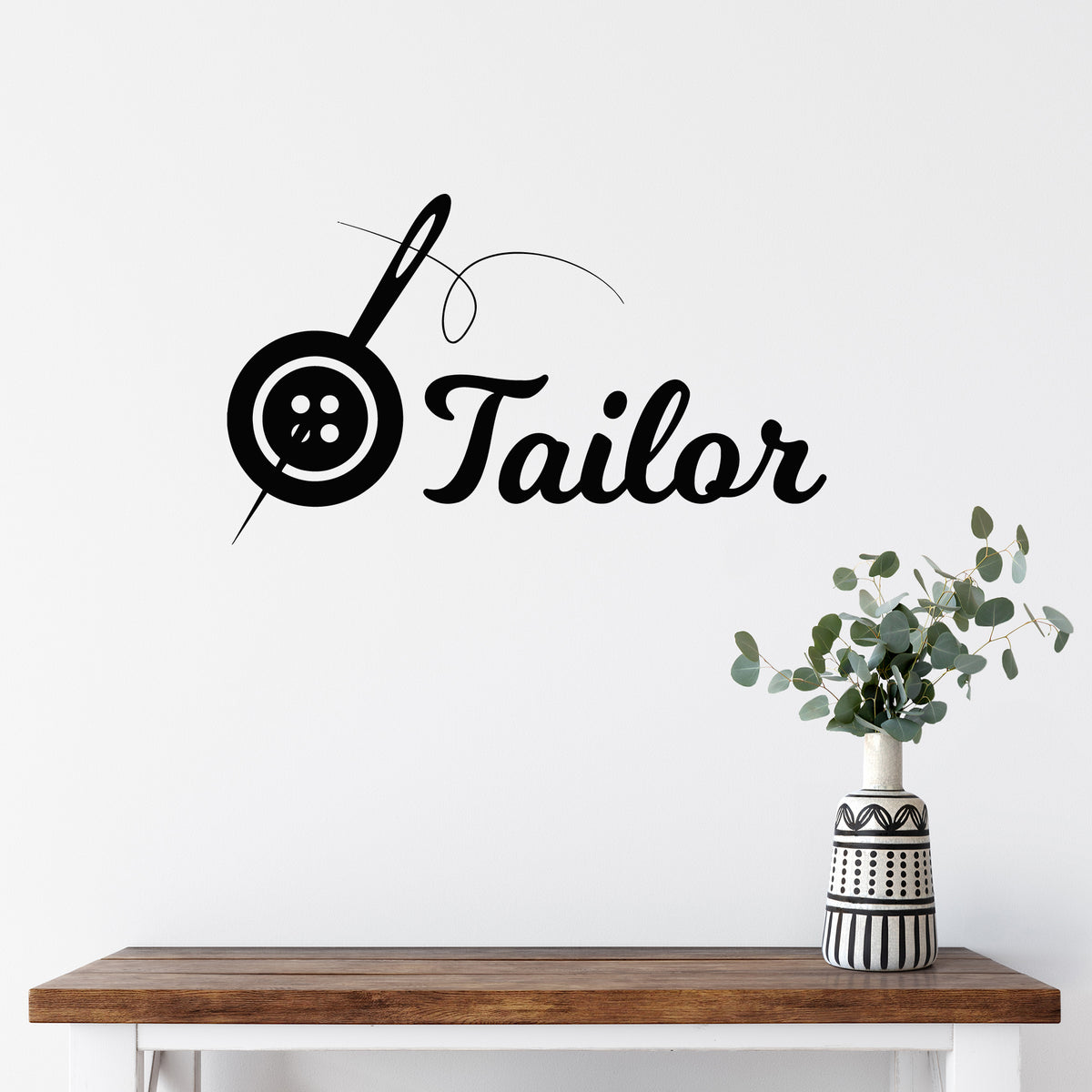 Vinyl Wall Decal Tailor Shop Sewing Needle In Sewing Button Stickers M ...