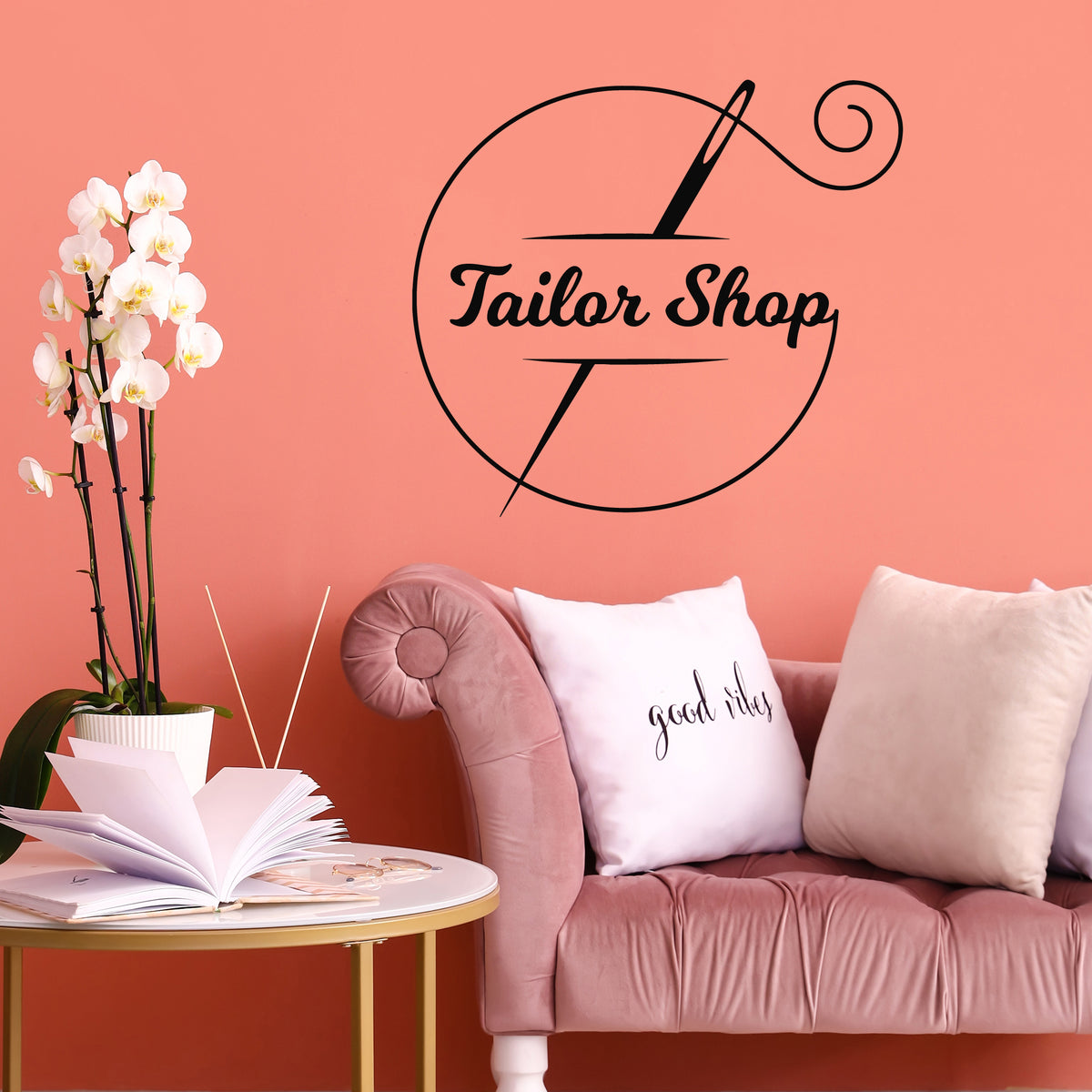 Vinyl Wall Decal Fashion Tailor Sewing Handmade Logo Stickers Mural (g ...