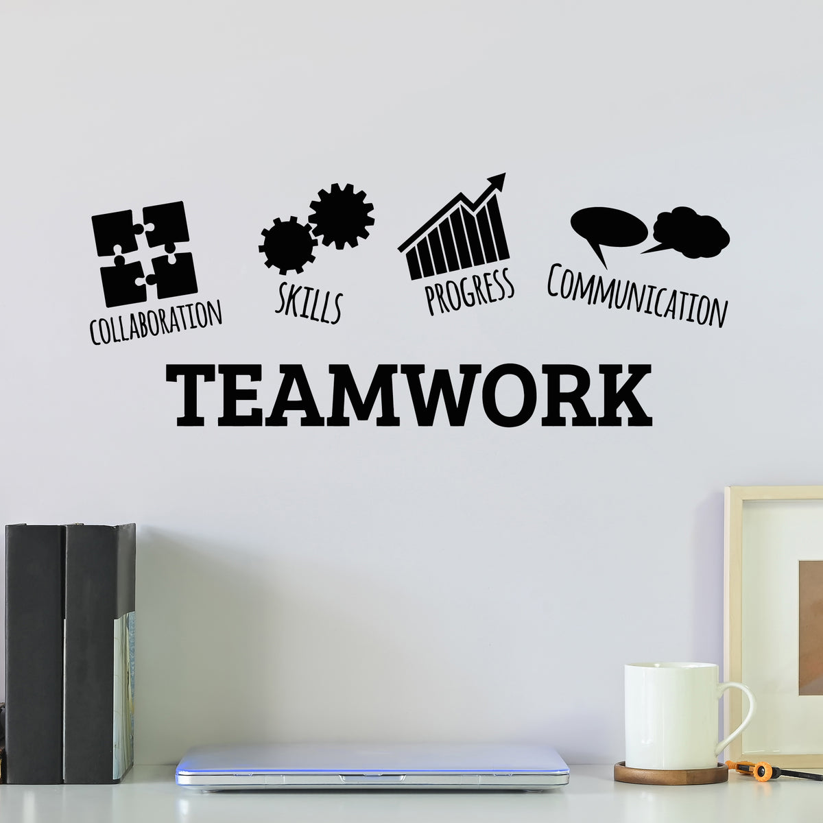 Vinyl Wall Decal Skills Progress Teamwork Office Decor Company Slogan ...