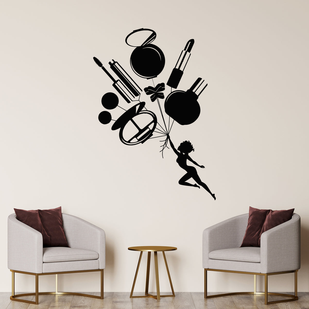 Vinyl Decal Cosmetics Beauty Salon Woman Girl Room Makeup Wall Sticker ...