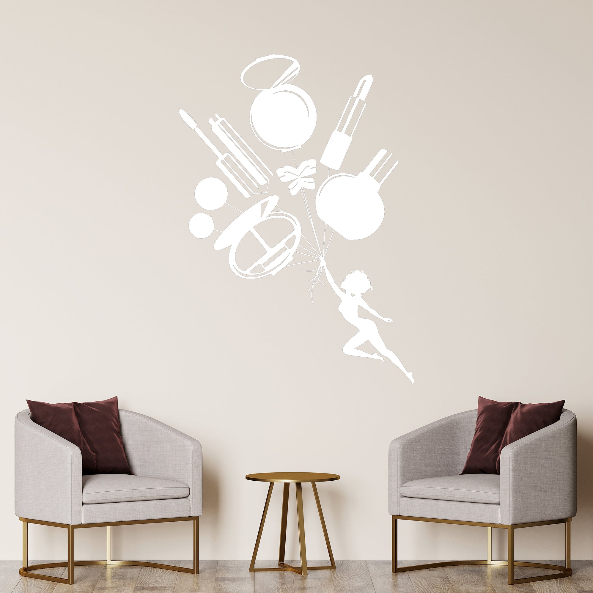 Vinyl Decal Cosmetics Beauty Salon Woman Girl Room Makeup Wall Sticker ...