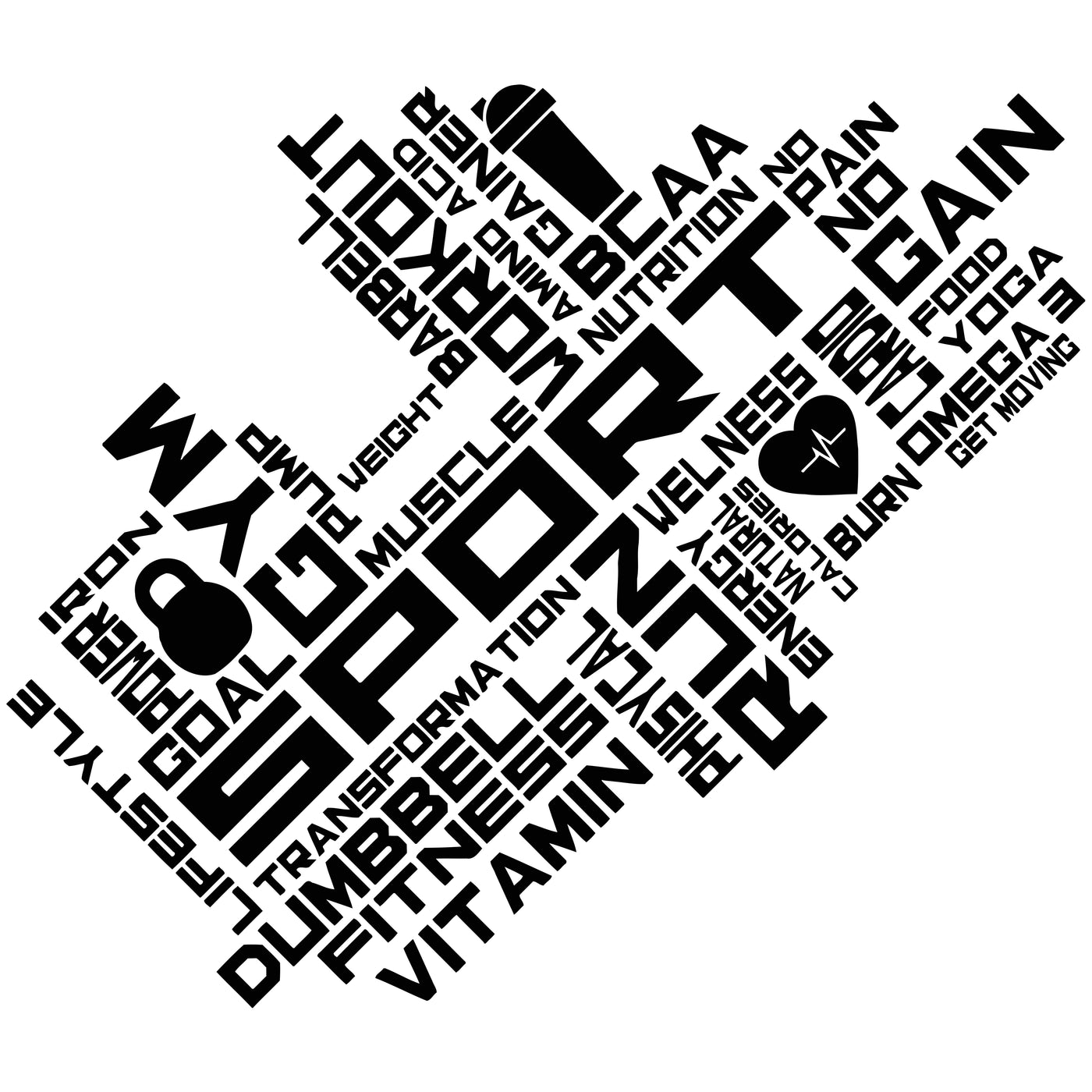 Vinyl Wall Decal Gym Words Healthy Lifestyle Fitness Sports Stickers U ...