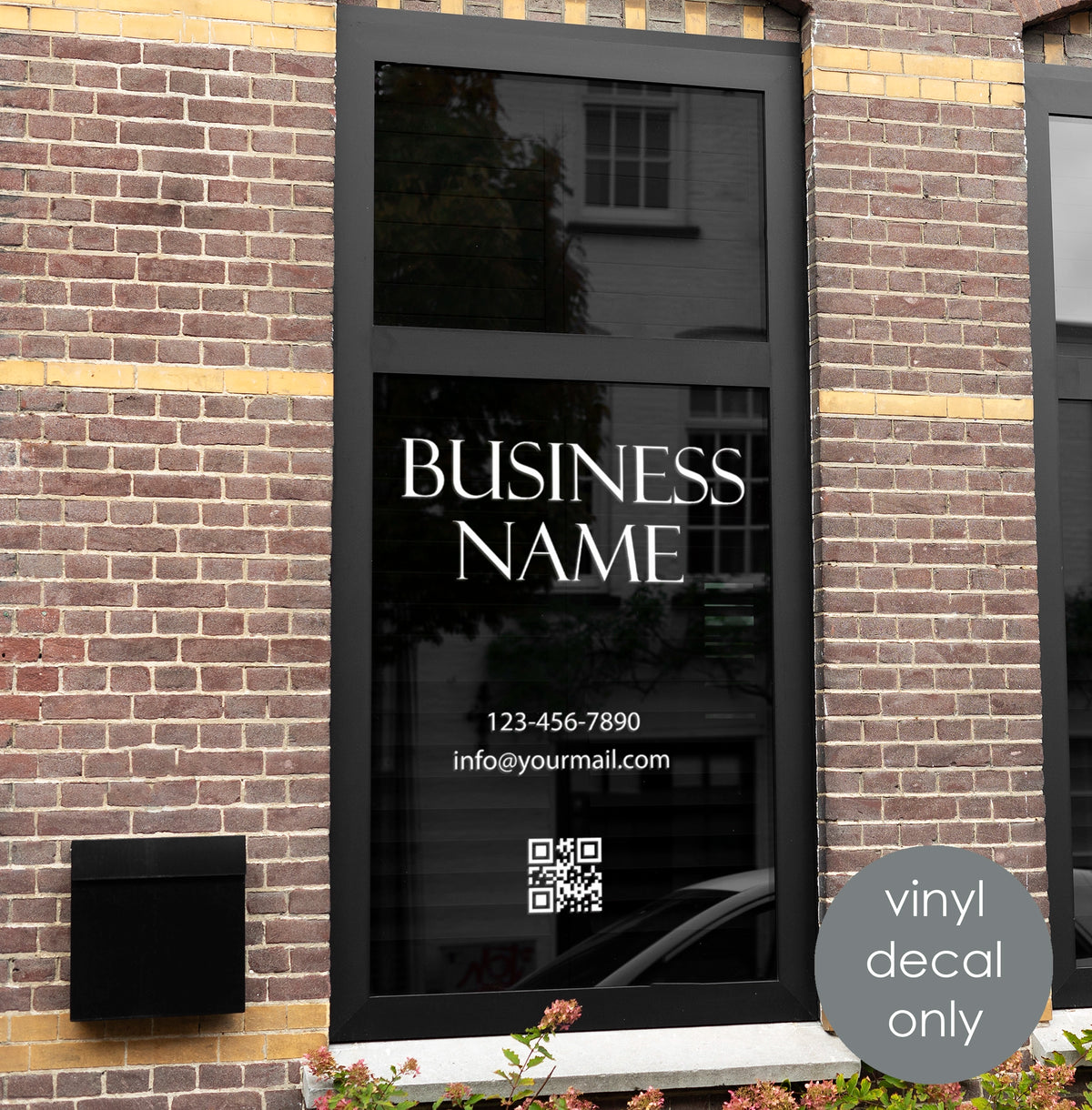 Personalized Business Name Window & Door Vinyl Decal – Custom QR Code ...