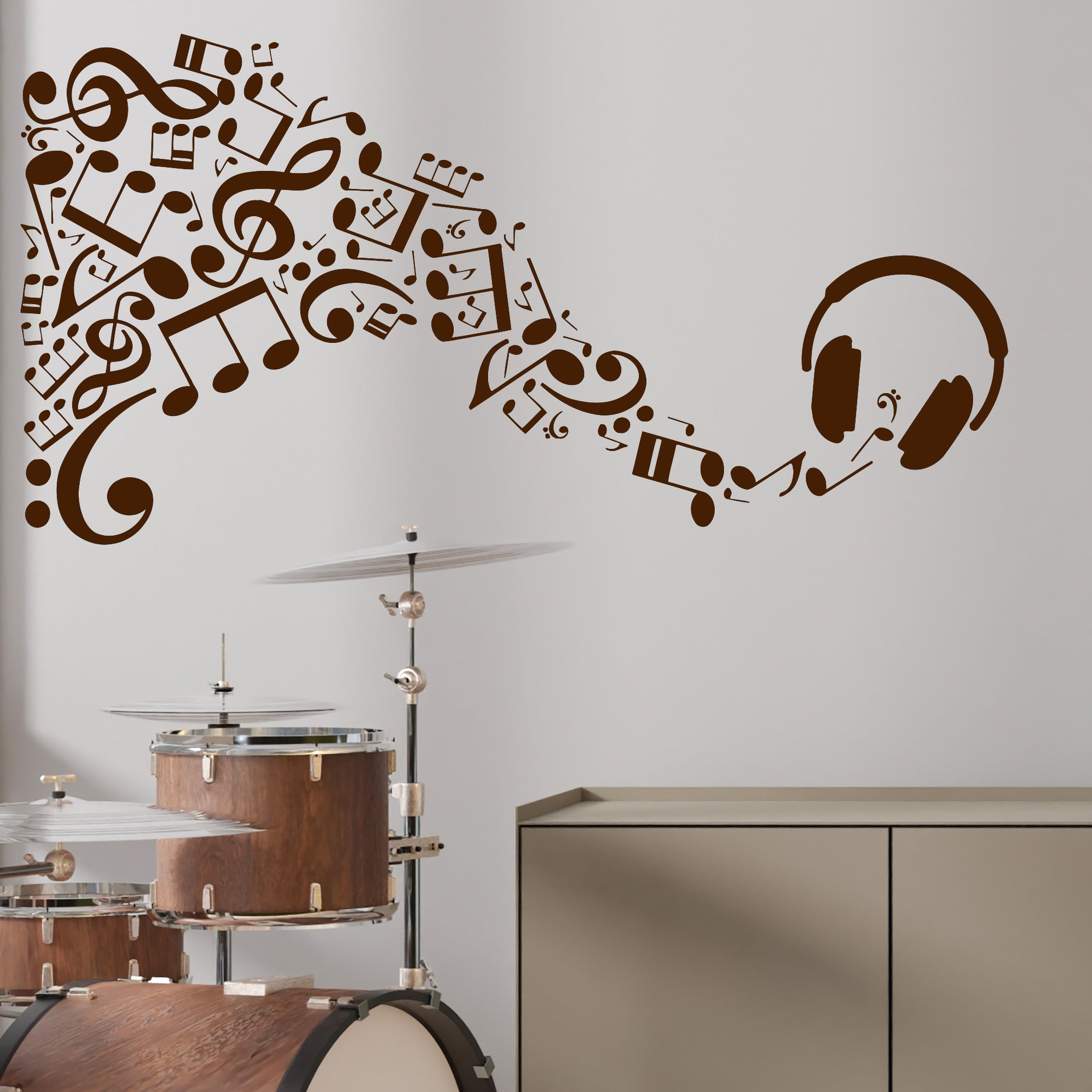 Vinyl Wall Decal Headphones Musical Notes Music Art Stickers Unique Gi ...