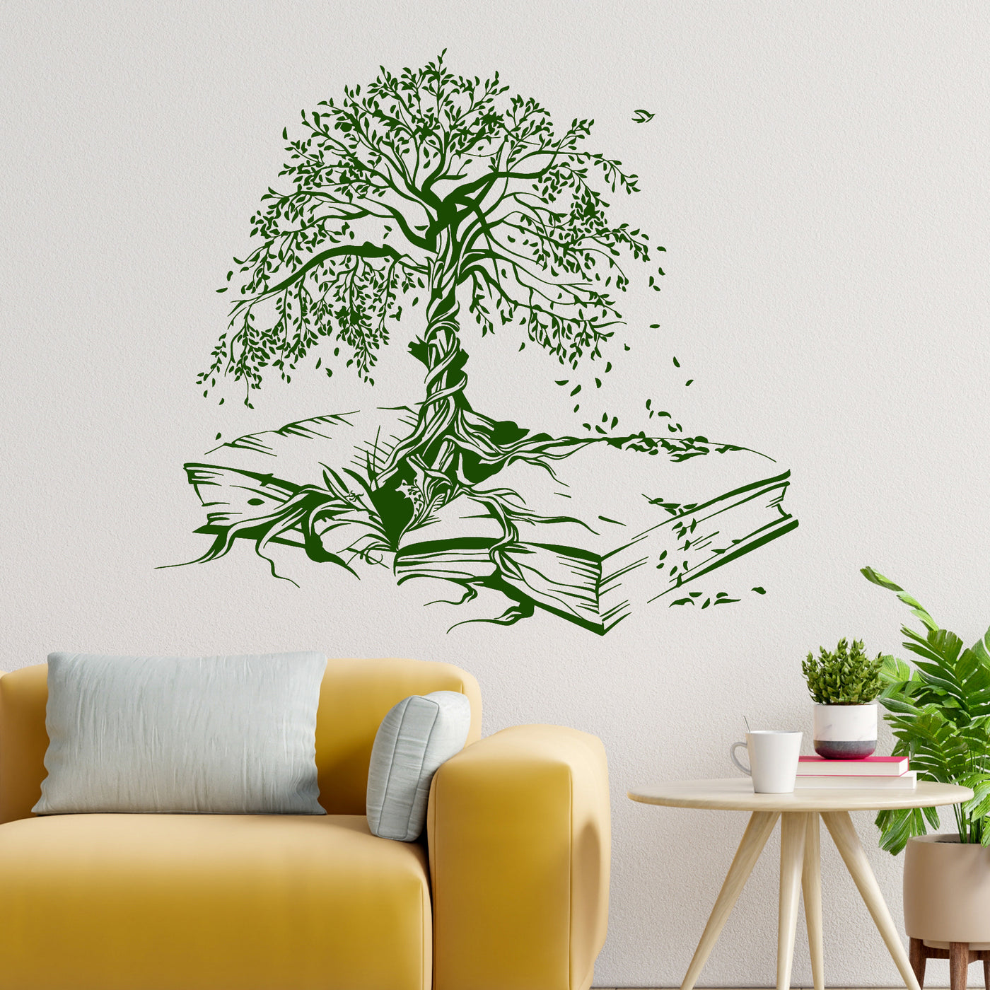 Vinyl Wall Decal Tree Book Leaves Knowledge Library Reading Room Stick ...