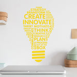 Office Quote Wall Decal Light Bulb Inspire Words Business Office Art D ...