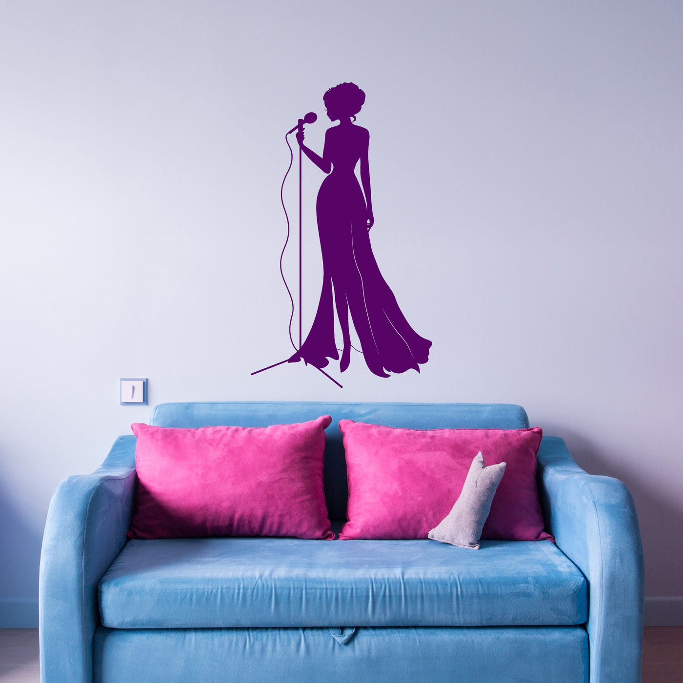 Jazz Singer Woman Microphone Music Concert Vinyl Wall Decal Sticker Un ...