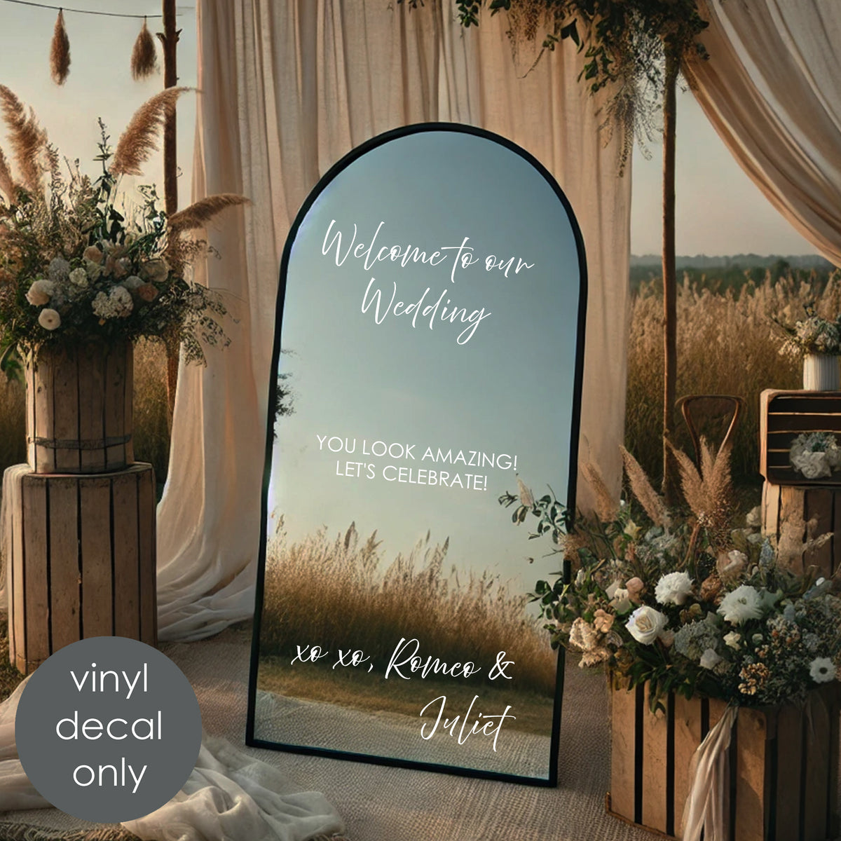 Elegant Welcome To Our Wedding Personalized Mirror Sign Decal w001 ...