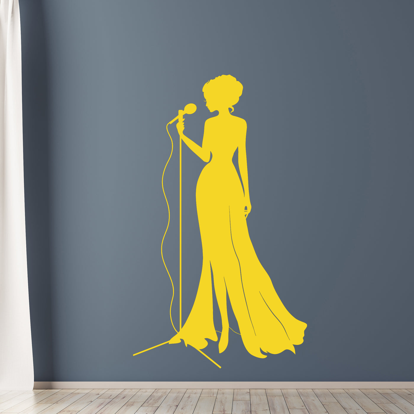 Jazz Singer Woman Microphone Music Concert Vinyl Wall Decal Sticker Un ...