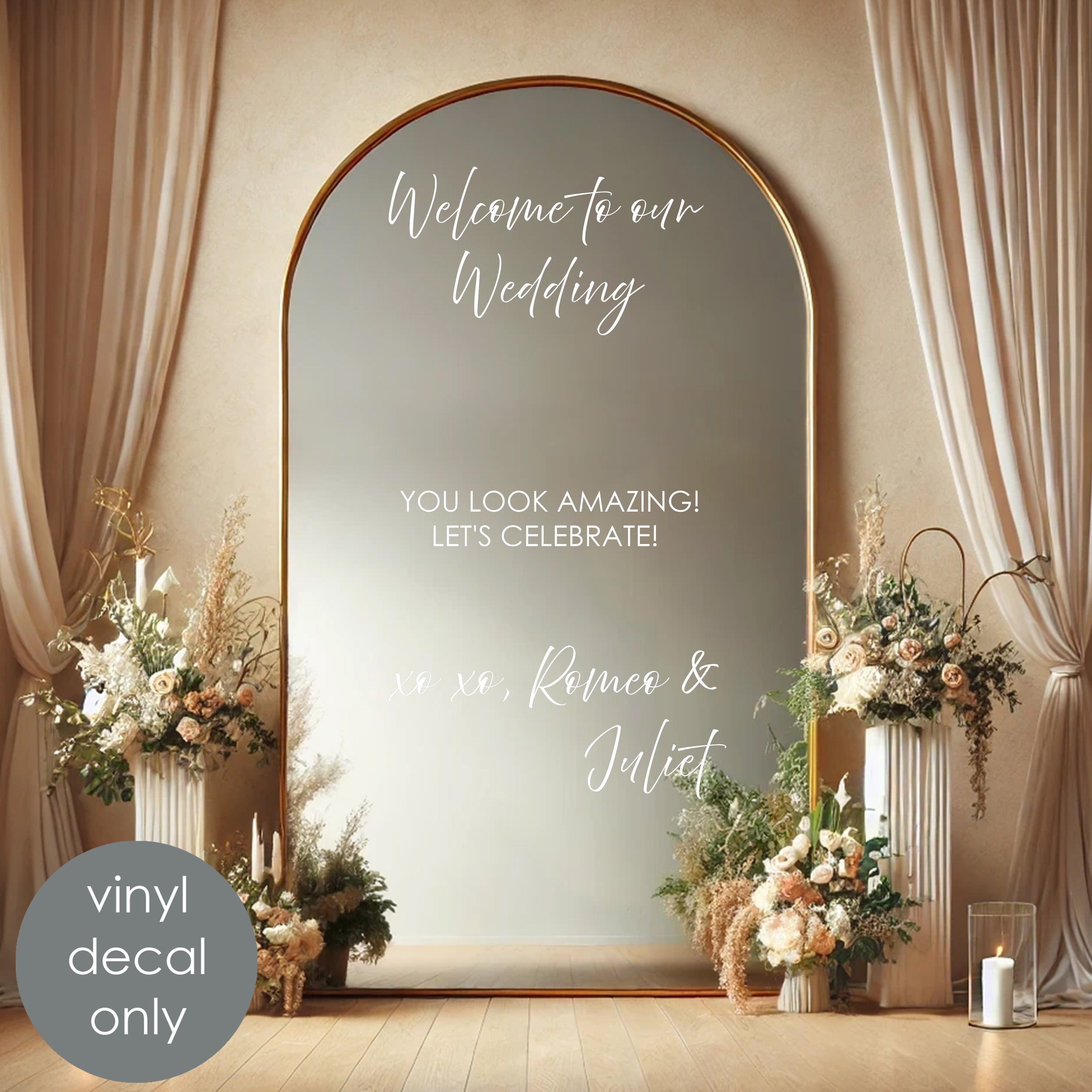 Elegant Welcome To Our Wedding Personalized Mirror Sign Decal w001 ...