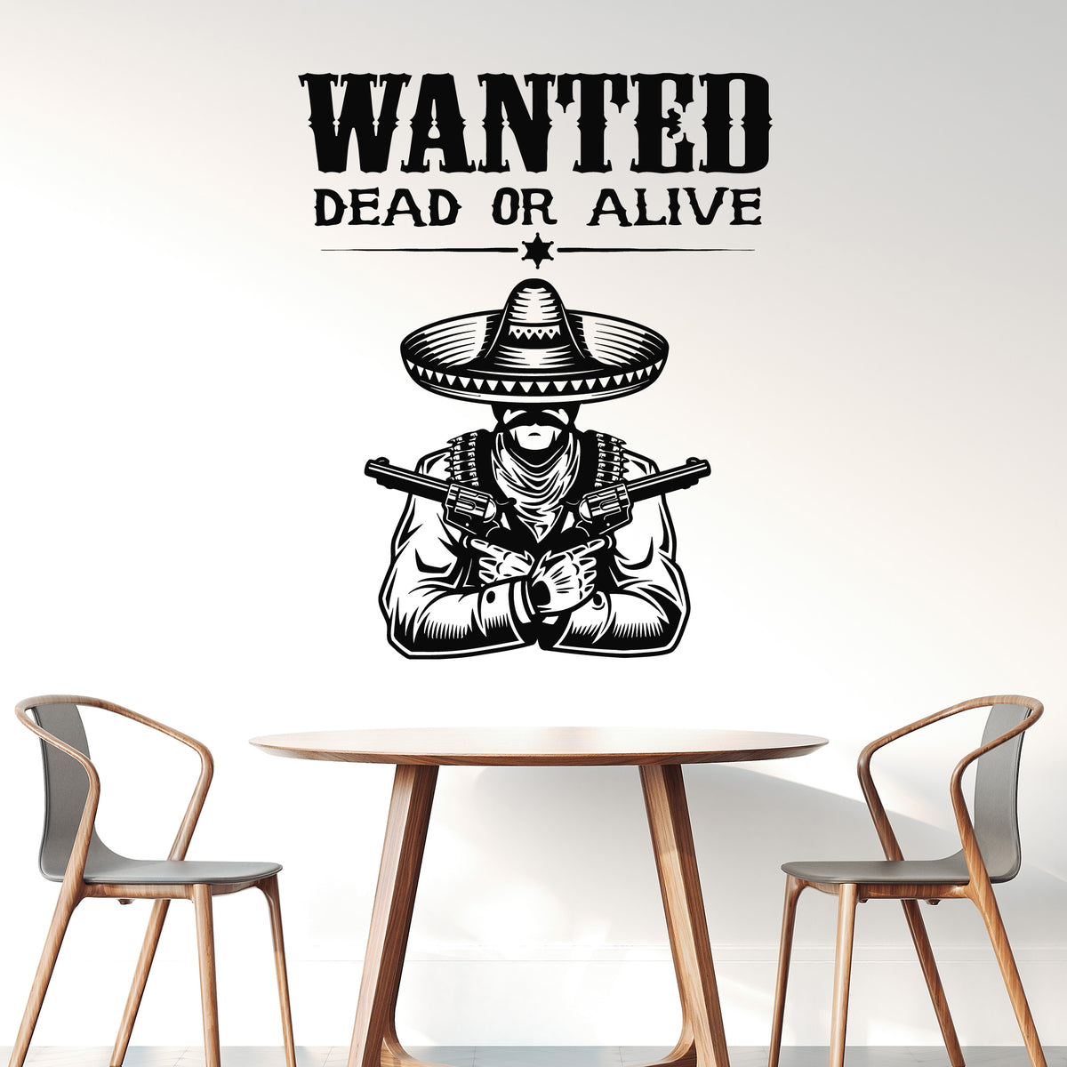 Vinyl Wall Decal Wanted Dead Or Alive Wild West Poster Bandit Stickers ...