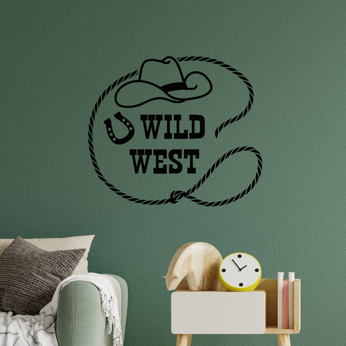 Vinyl Wall Decal Lasso Horseshoe Hat Cowboy Style Wild West Stickers M ...