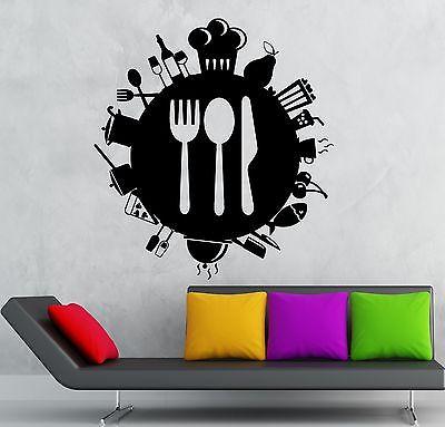 Wall Stickers Food Kitchen Restaurant Cafe Cutlery Mural Vinyl Decal U ...