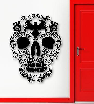 Wall Sticker Vinyl Decal Death Skull Tribal Tattoo Cool Decor Unique G ...