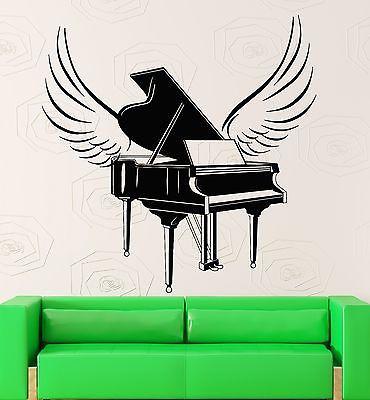 Wall Stickers Piano Music Musical Instrument Wings Vinyl Decal Unique ...