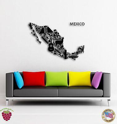 Wall Sticker Map Mexico Mexican Latin America Decor For Living Room Un ...
