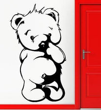 Wall Stickers Vinyl Decal Shy Teddy Bear Decor For Nursery Kids Unique ...