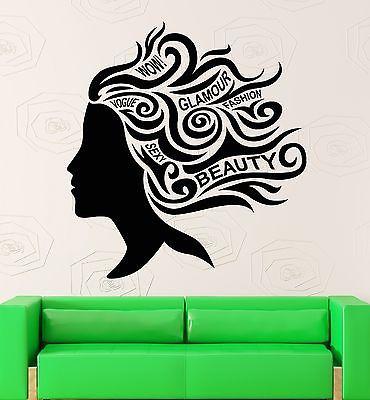 Wall Sticker Vinyl Decal Sexy Girl Beauty Salon Fashion Glamour Hair U ...