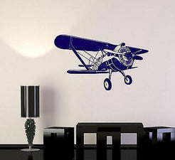 Wall Vinyl Airplane Retro Biplane Guaranteed Quality Decal Unique Gift ...