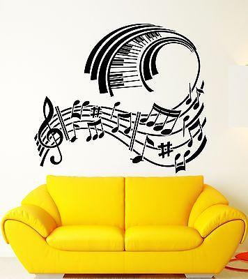 Wall Sticker Vinyl Decal Piano Sheet Music Modern Style Room Decor Uni ...