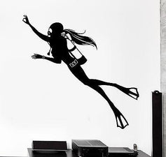 Wall Stcker Sport Scuba Diver Diving Girl Female Woman Vinyl Decal Uni ...