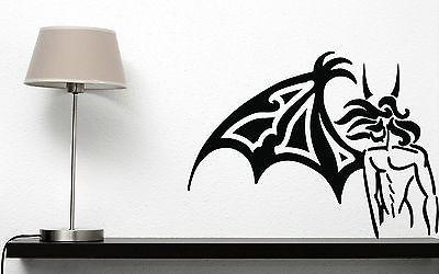Wall Sticker Vinyl Decal Fallen Angel One Wing Horns Beautiful Unique ...