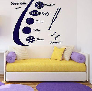 Wall Stickers Vinyl Decal Various Sports Equipment Sport Lotto Set Uni ...