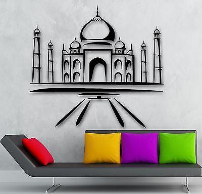 Taj Mahal Wall Stickers Mosque Islamic Travel Arabic Decor Vinyl Decal ...