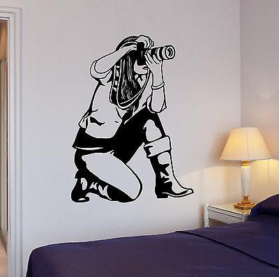 Wall Stickers Girl Photographer Journalist Photo Art Mural Vinyl Decal ...