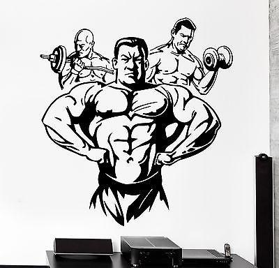 Wall Sticker Sport Bodybuilding Bodybuilder Man Barbell Vinyl Star Dec ...