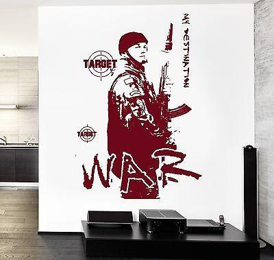 Wall Vinyl War Soldier Target Military Army Cool Decal Unique Gift (z3 ...
