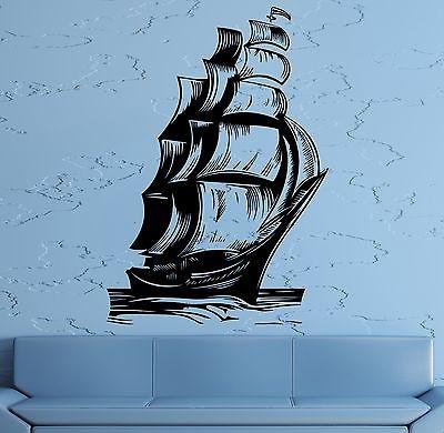 Wall Mural Sail Boat Ocean Ship Marine Sea Waves Vinyl Sticker Unique ...