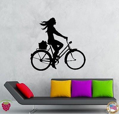Wall Stickers Vinyl Decal Girl Riding A Bike Sport Fitness Unique Gift ...