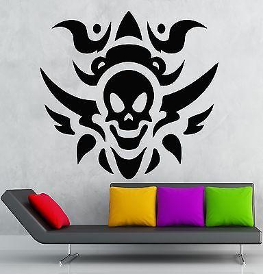 Skull Wall Stickers Scary Vinyl Decal Tattoo Fire Death Unique Gift (i ...