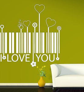 Wall Vinyl Sticker Decor Love Confession Stylized Barcode Hearts Flore ...