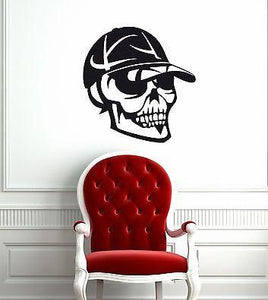Wall Vinyl Decal Skull in Head Funny Gangster Decor ig1509 ...