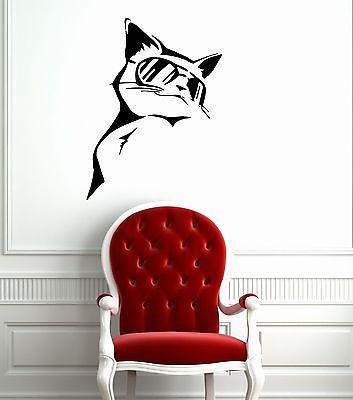 Wall Stickers Vinyl Decal Funny Cat in Glasses Animals Pets Unique Gif ...