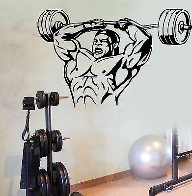 Wall Decal Sport Bodybuilding Bodybuilder Muscle Man Weights Cool Deco ...
