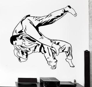 Wall Sticker Sport Judo Jiu-Jitsu Wrestlers Martial Arts Vinyl Decal U ...