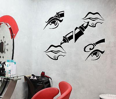 Wall Stickers Beauty Salon Cosmetics Makeup Woman Mural Vinyl Decal Un ...