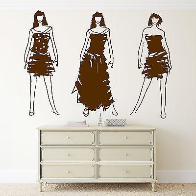 Wall Vinyl Sticker Decal Fashion Models Sketch Clothes Designer Paris ...