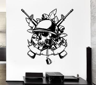 Wall Decal Skull Army Soldier Weapons Death Automatic Vinyl Stickers U ...