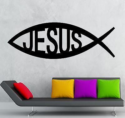 Vinyl Decal Wall Sticker Jesus Symbol of God Christianity Talisman Uni ...