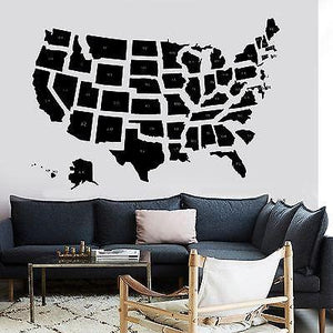 Wall Decal Map USA Premium Quality School States Vinyl Sticker Unique ...