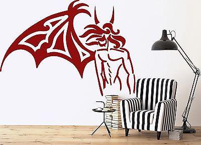 Wall Sticker Vinyl Decal Fallen Angel One Wing Horns Beautiful Unique ...