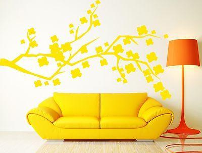 Wall Sticker Vinyl Decal Beautiful Branch of a Tree With Flowers Uniqu ...