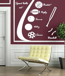 Wall Stickers Vinyl Decal Various Sports Equipment Sport Lotto Set Uni ...
