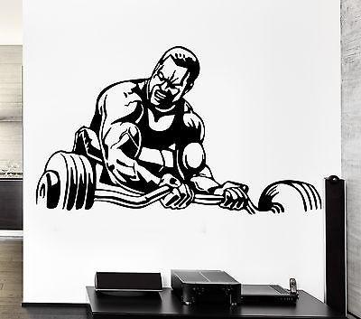 Wall Decal Sport Bodybuilding Bodybuilder Muscle Man Fitness Weights U ...